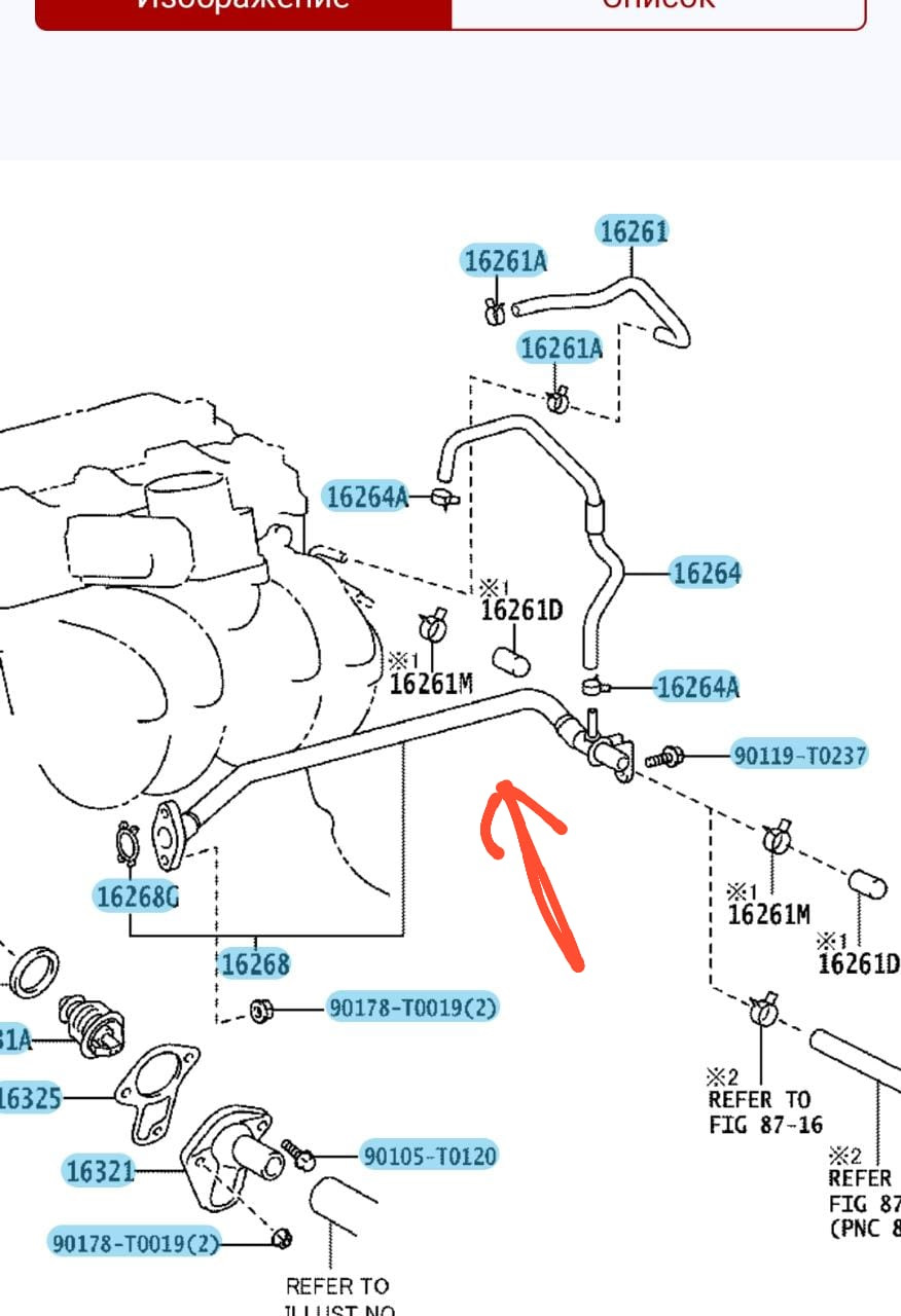 Замена трубки в системе охлаждения — Toyota Fortuner (1G), 2,7 л, 2013 ...