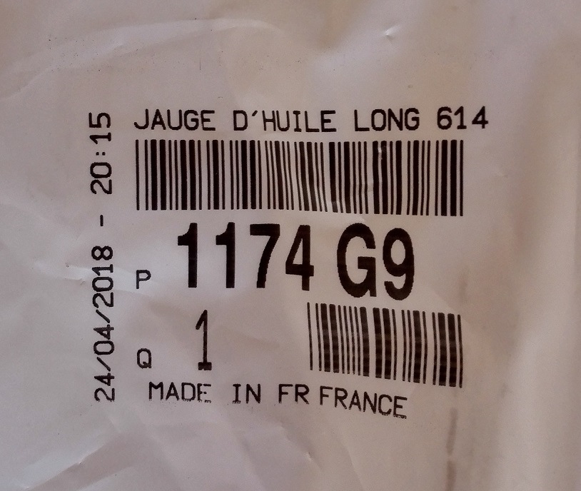 1174G9 ЩУП МАСЛОМЕРНЫЙ/JAUGE D HUILE Peugeot Citroen | Запчасти на DRIVE2