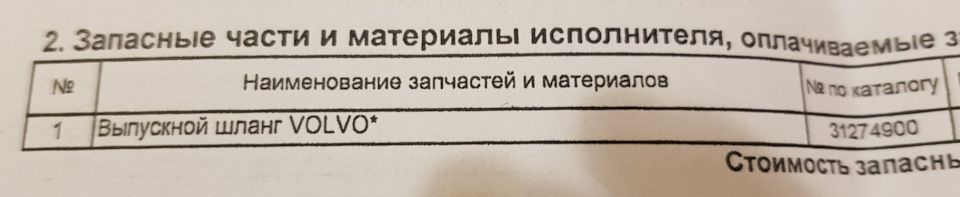 31274900 выпускной шланг Volvo | Запчасти на DRIVE2