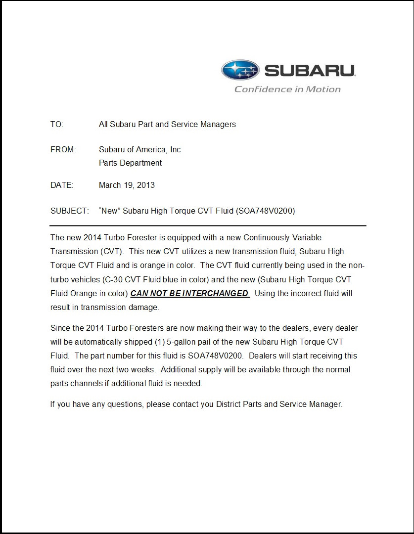SOA748V0200 High Torque (CVT) Fluid Linear (5 GAL) SUBARU | Запчасти на ...