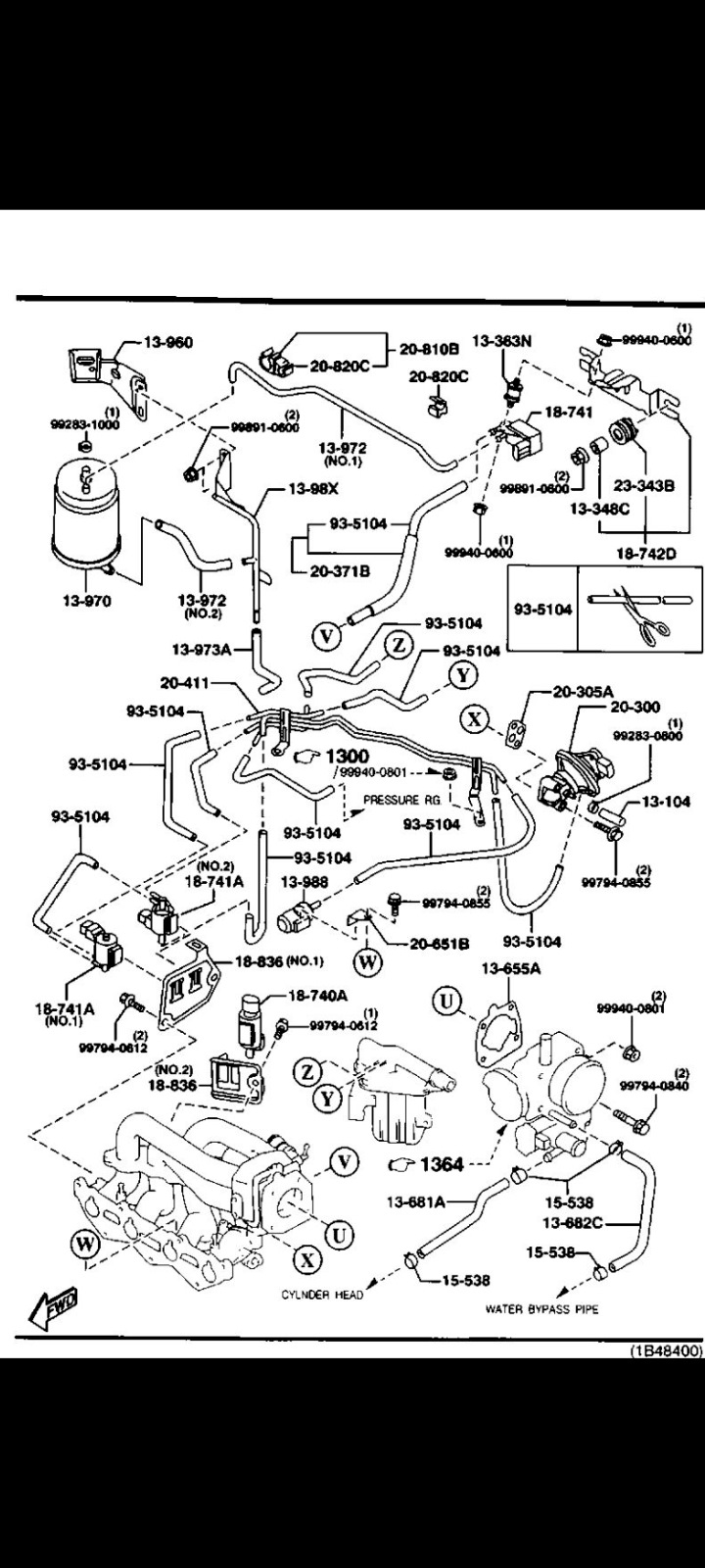 Вакуумная система двигателя z5-de — Mazda 323 V, 1,5 л, 1996 года ...