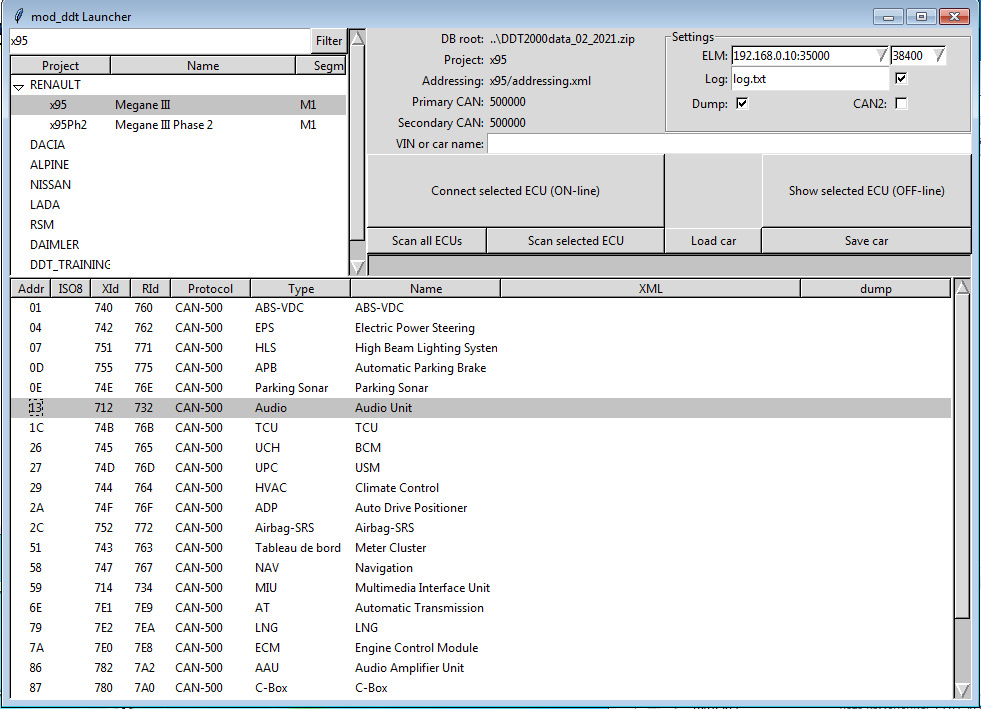 Загрузка dump`а автоконфигурации в Pyren DDT mode — Renault Megane III, 1,5 л, 2010 года ...