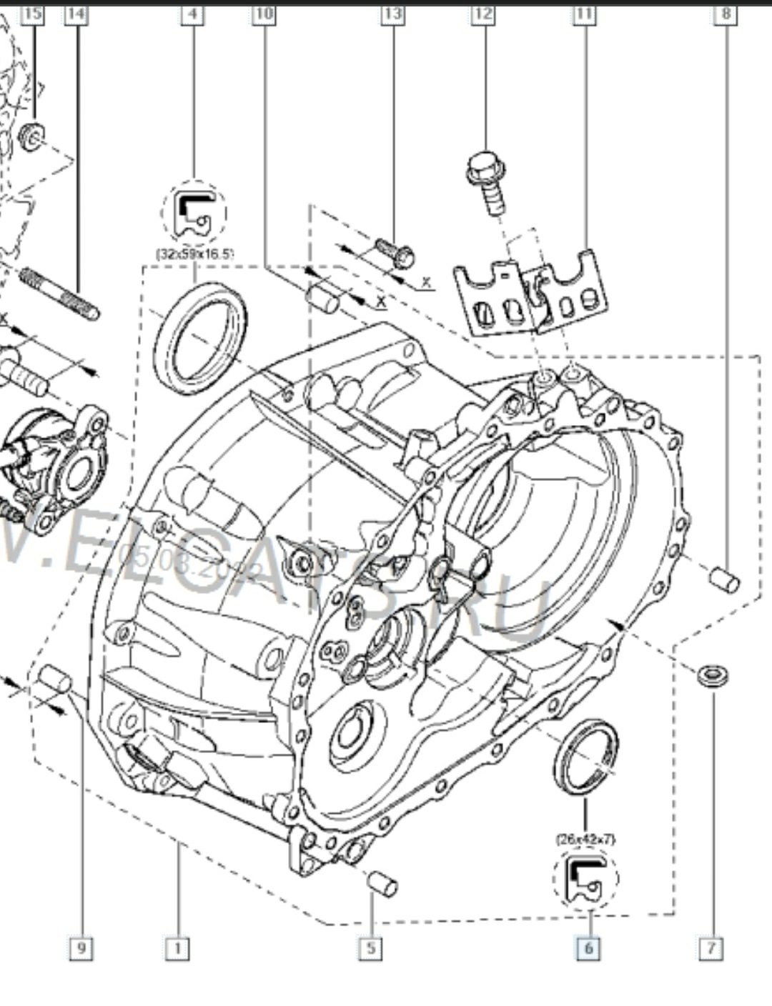 Замена сальника полуоси левой + замена масла, Меган 2 6ст. МКПП ND0 ...