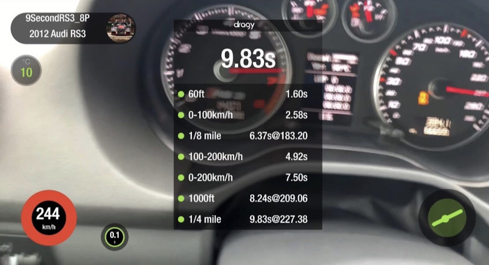 Замеры! Квотер-9 Секунд стабильно👏 — Audi RS3 (8P), 2,5 л, 2012 года ...