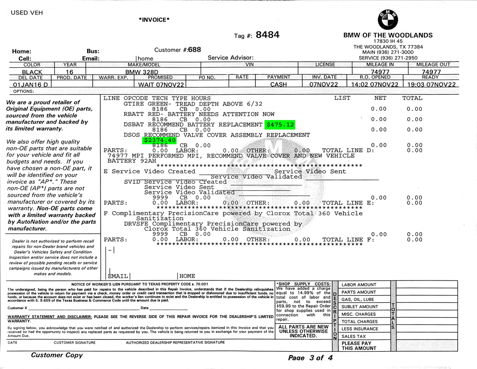 Recall + течь из под клапанной крышки — BMW 3 series (F30), 2 л, 2015 ...