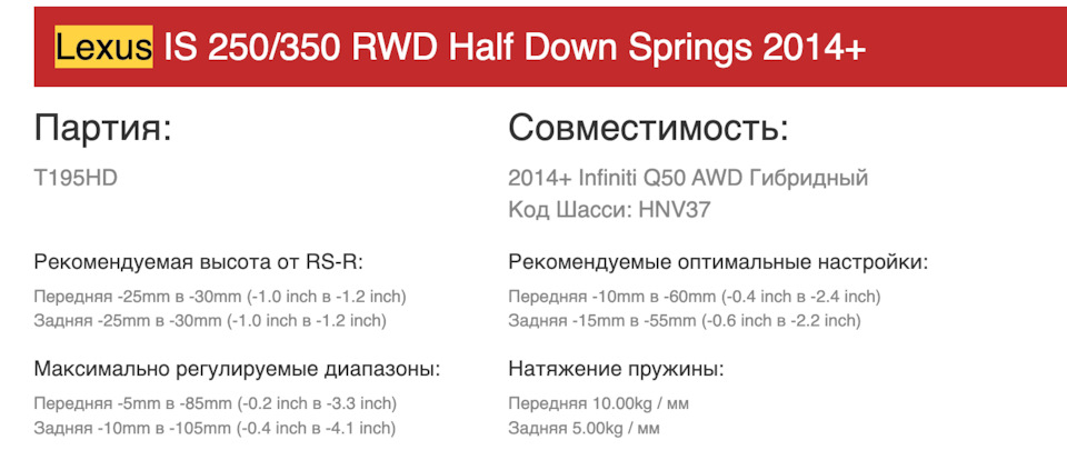 RSR TI2000 half-down — Lexus IS III, 2,5 л, 2014 года | тюнинг | DRIVE2