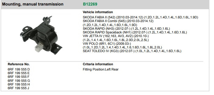 6RF199555J Опора редуктора VAG | Запчасти на DRIVE2