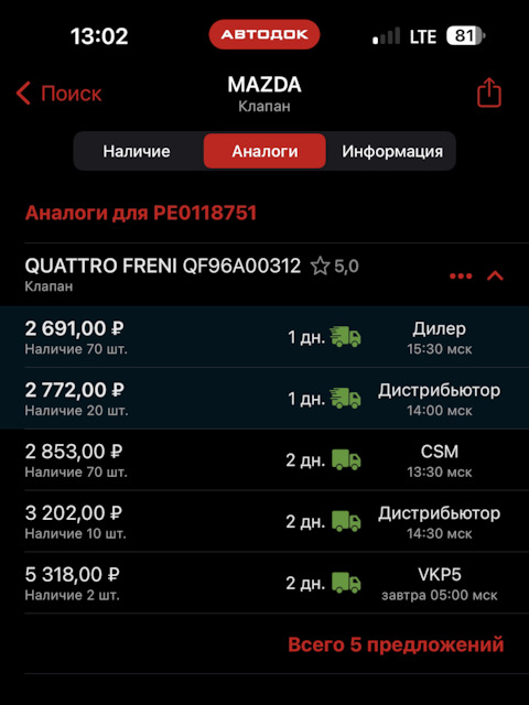 PE0118751 Клапан продувки Клапан вентиляции топливного бака Mazda ...