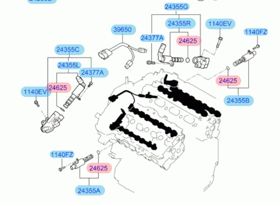 Клапана CVVT — часть 1 — Hyundai Grandeur (TG), 3,3 л, 2007 года ...