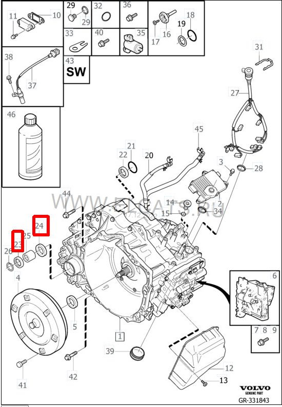 #071 Салники втулки АКПП и масло коробки — замена — Volvo V70 III, 3 л ...