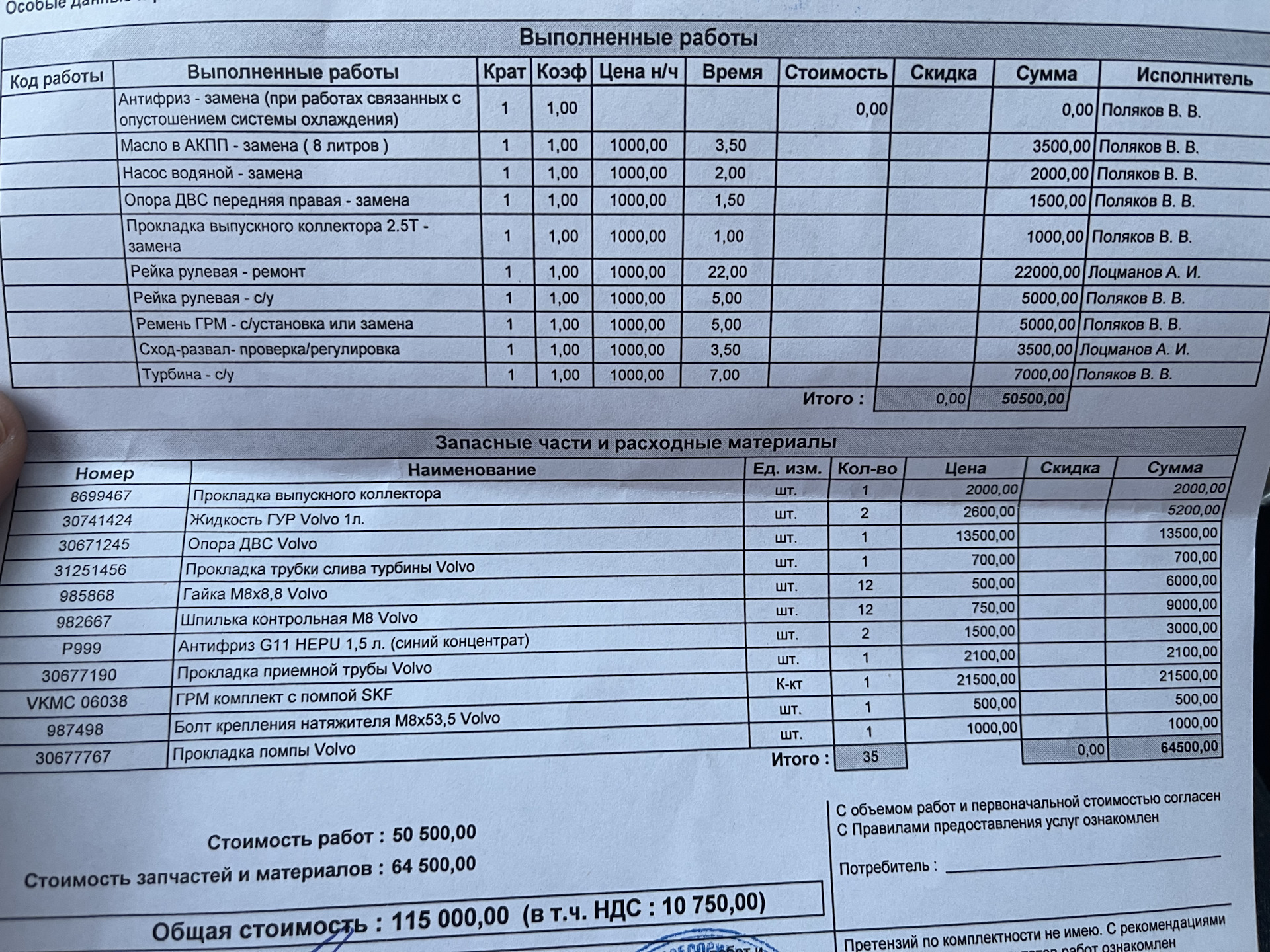 Большое ТО, устранение косяков — Volvo S60 (2G), 2,5 л, 2011 года ...