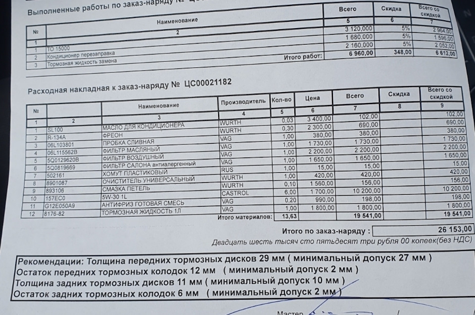 ТО — Volkswagen Tiguan (2G), 2 л, 2017 года | плановое ТО | DRIVE2