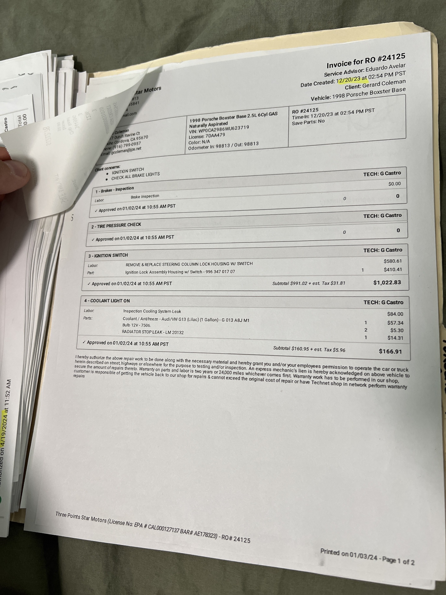 Стоимость обслуживания Порше в США — Porsche Boxster (986), 2,5 л, 1998 ...