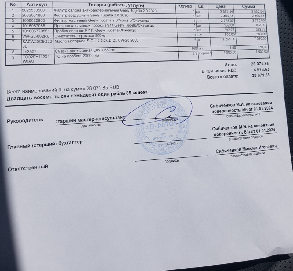 Т01 10000км — Geely Tugella, 2 л, 2022 года | плановое ТО | DRIVE2