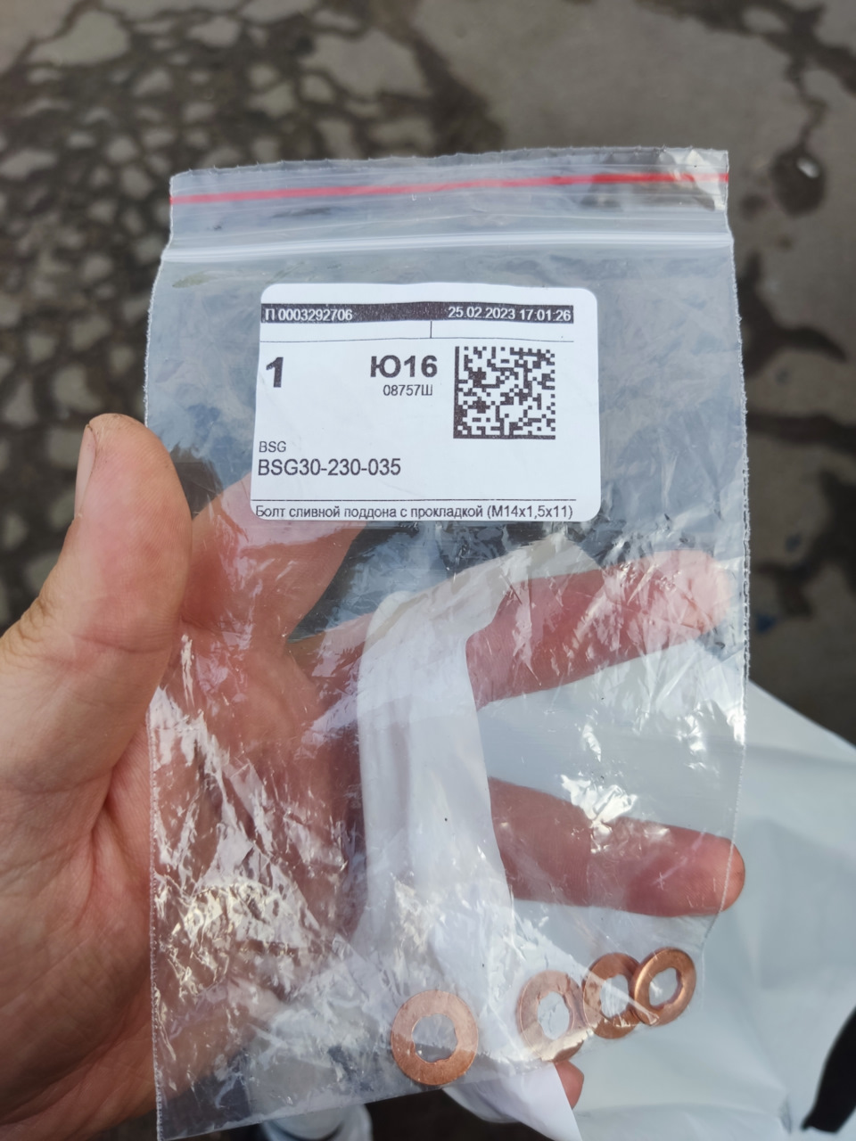 BSG30230035 Пробка сливная поддона двигателя 2.0 +1005593 BSG ...