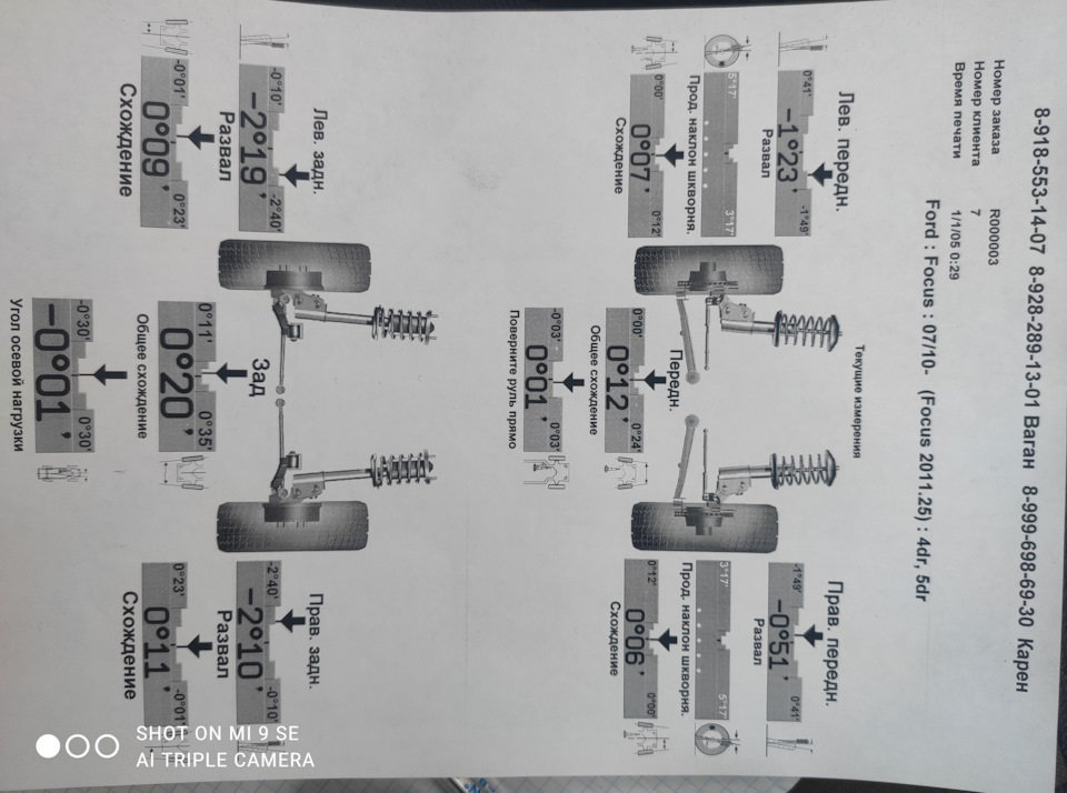 Сход-развал обоих подвесок — Ford Focus Sedan II, 1,6 л, 2007 года ...