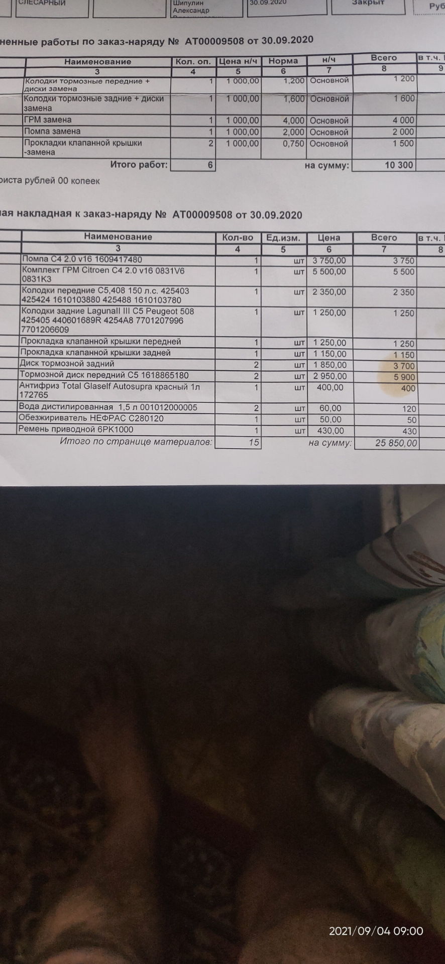 Начало обслуживания у нового владельца. — Citroen C5 (2G), 2 л, 2008 ...
