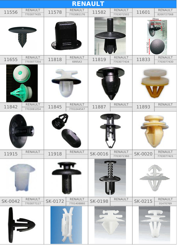 Пластиковые крепежные изделия на Рено (Клипсы, пистоны и некоторые ...