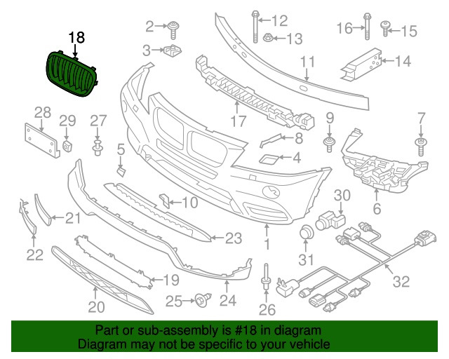 51712297589 Решетка радиатора черная Л BMW | Запчасти на DRIVE2