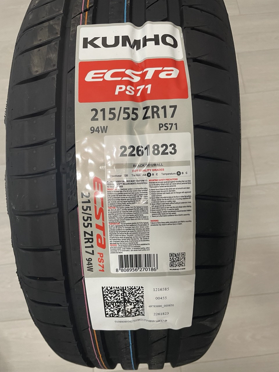 Шины Kumho ECSTA PS71 215/55 R17 94W — KIA Optima (4G), 2 л, 2018 года | шины | DRIVE2