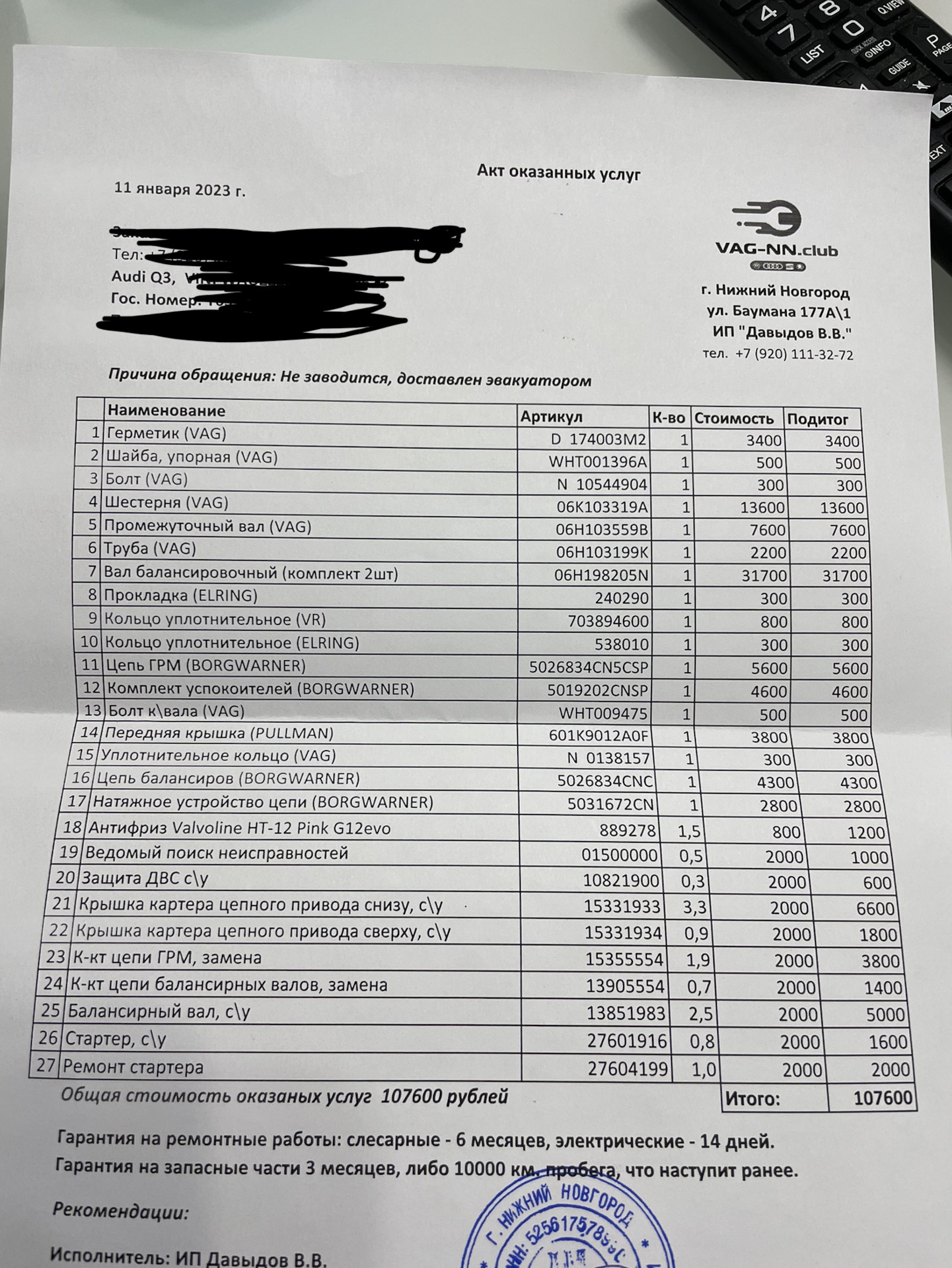 Первое попадалово((( — Audi Q3 (1G), 2 л, 2012 года | поломка | DRIVE2