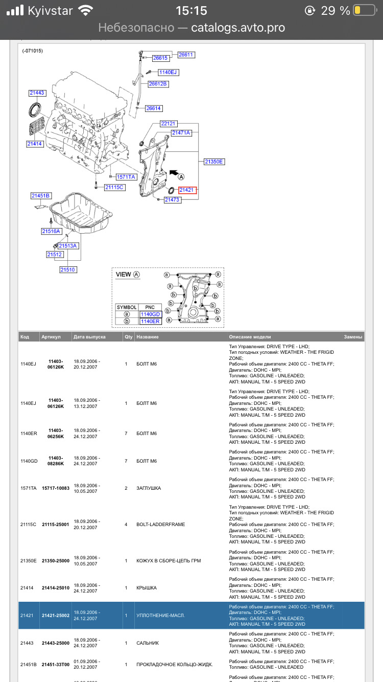 1571710083 Заглушка отверстия гбц KIA HYUNDAI | Запчасти на DRIVE2