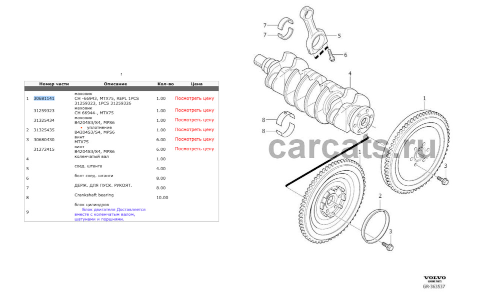 31325435 Уплотнение маховика Volvo | Запчасти на DRIVE2