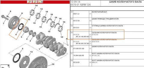0514C8 Сальник к/в передний PSA 1.6 16V Peugeot Citroen | Запчасти на ...