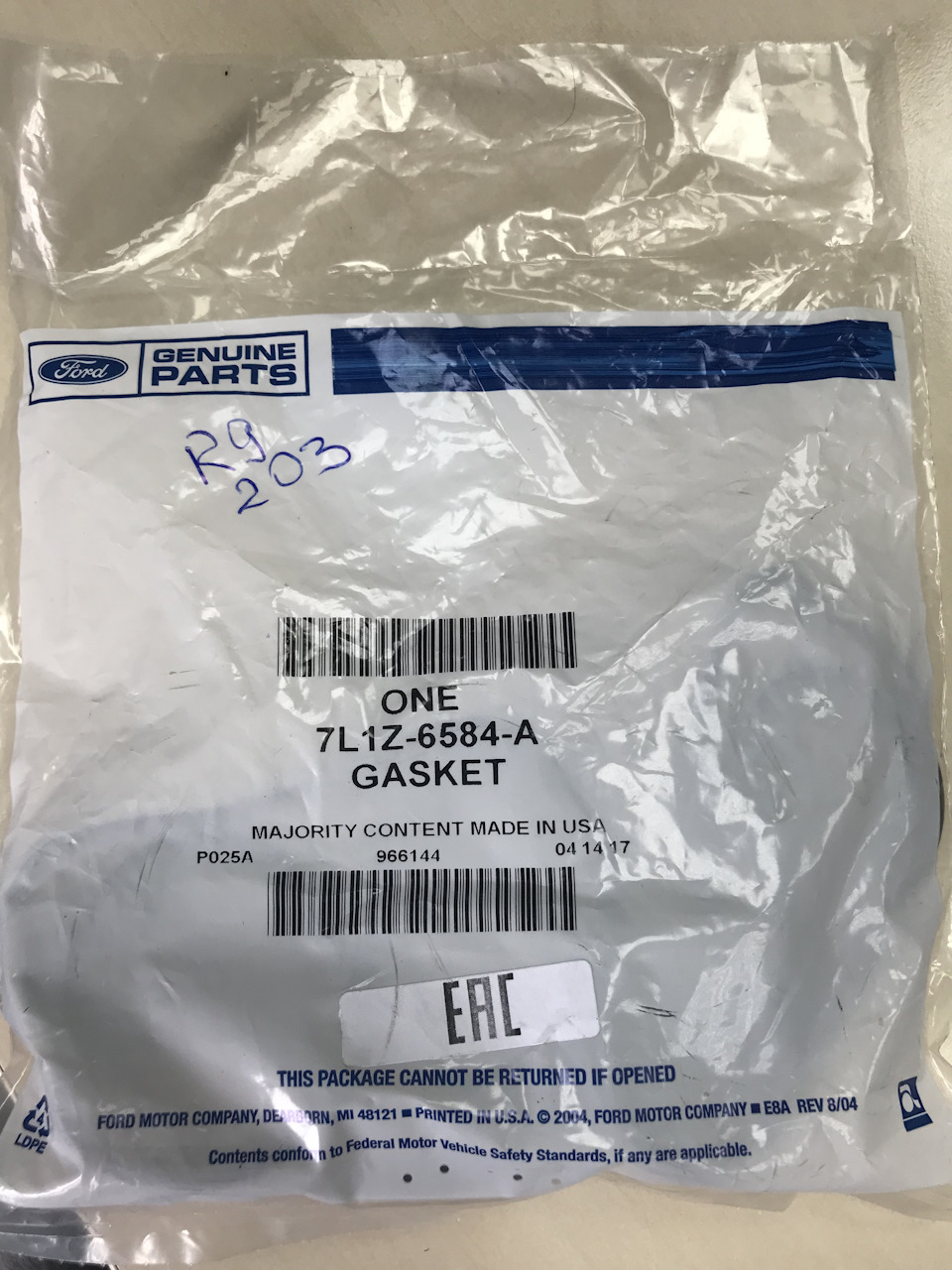 7L1Z6584A Прокладка клапанной крышки Ford | Запчасти на DRIVE2