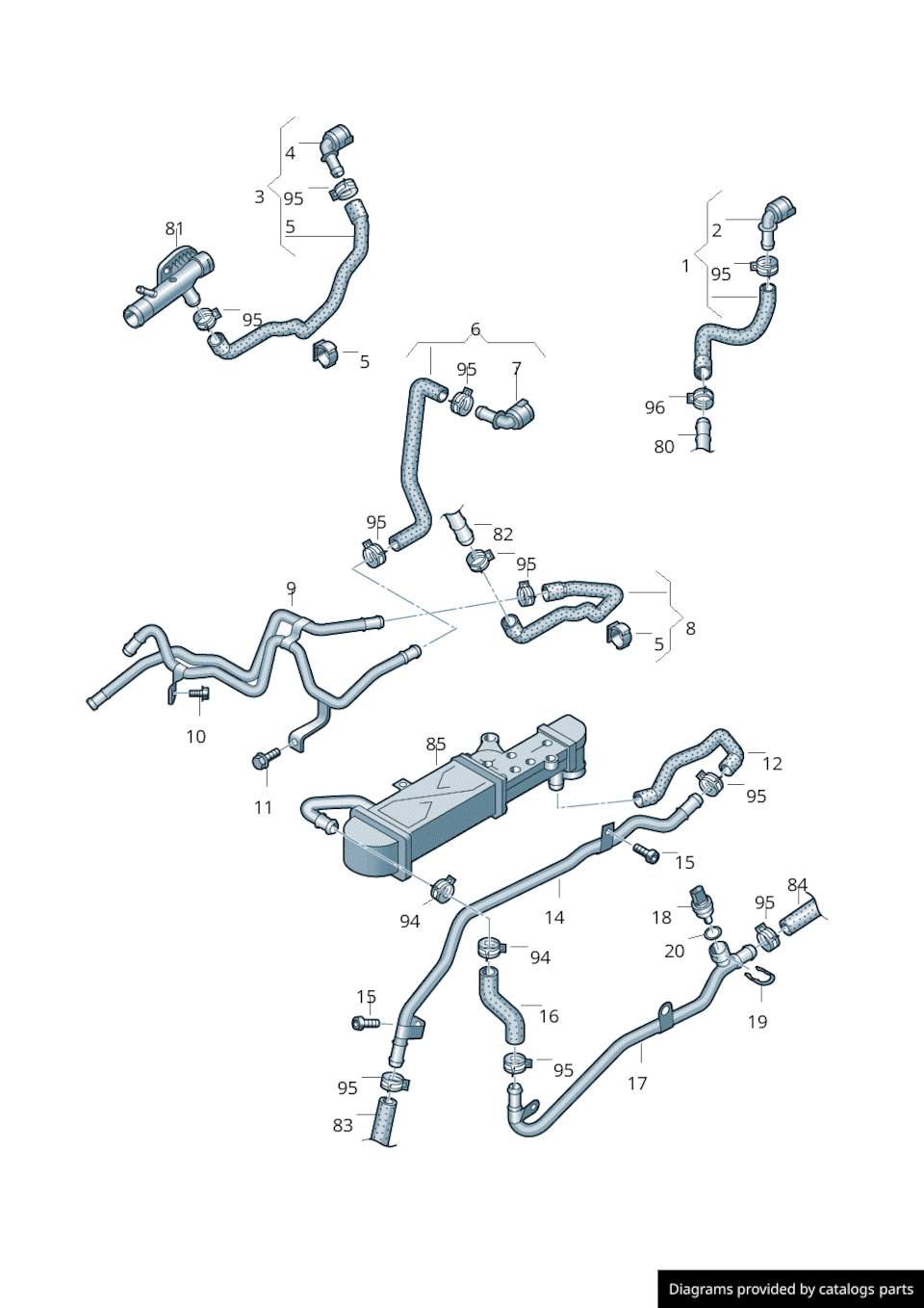Система охлаждения.Схема, номера, Touran 1.6 двигатели CAYB, CAYC — DRIVE2