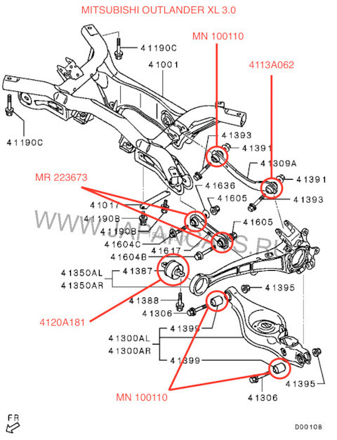 4113A062 Сайлентблок заднего рычага внешний OEM Mitsubishi | Запчасти ...