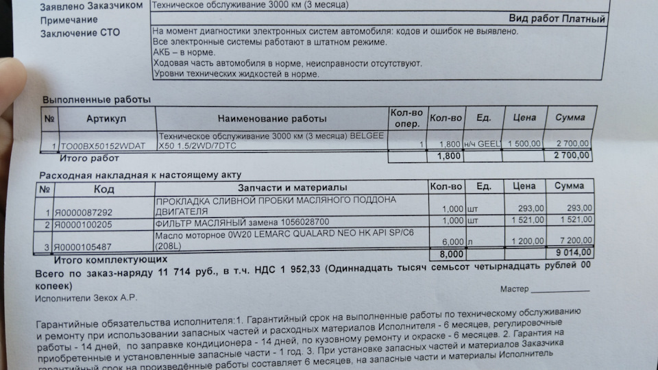 ТО-0 Пройдено — Geely Belgee X50, 1,5 л, 2024 года | плановое ТО | DRIVE2