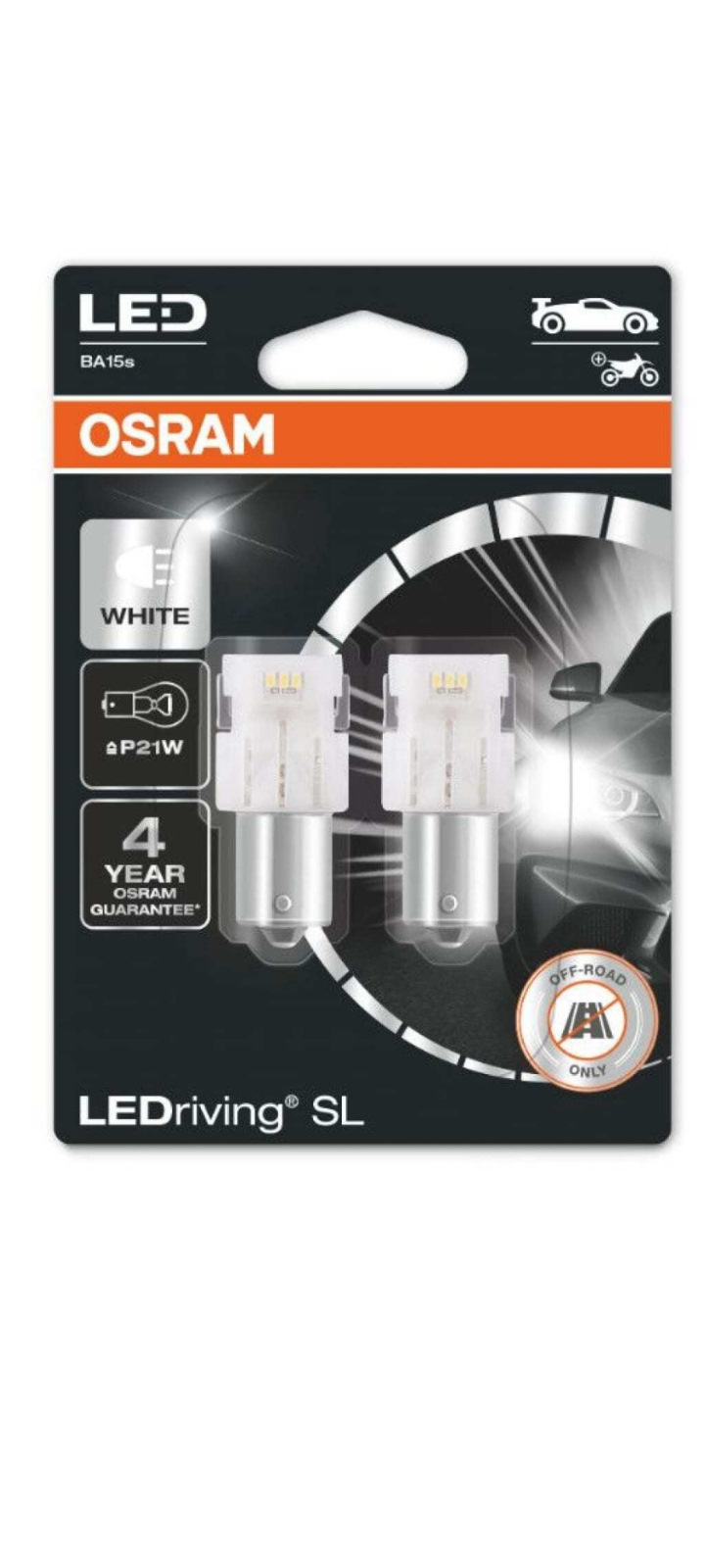 Лампы Лампа автомобильная P21W (BA15s) LED (блистер, 2шт) 6000К 12V ...