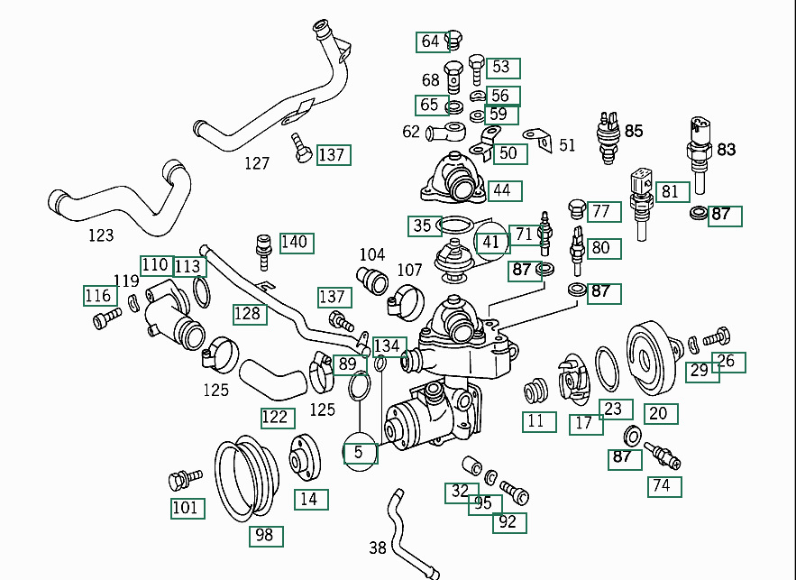 Насос охлаждающей жидкости М104 — Mercedes-Benz E-Class (W124), 2,8 л ...