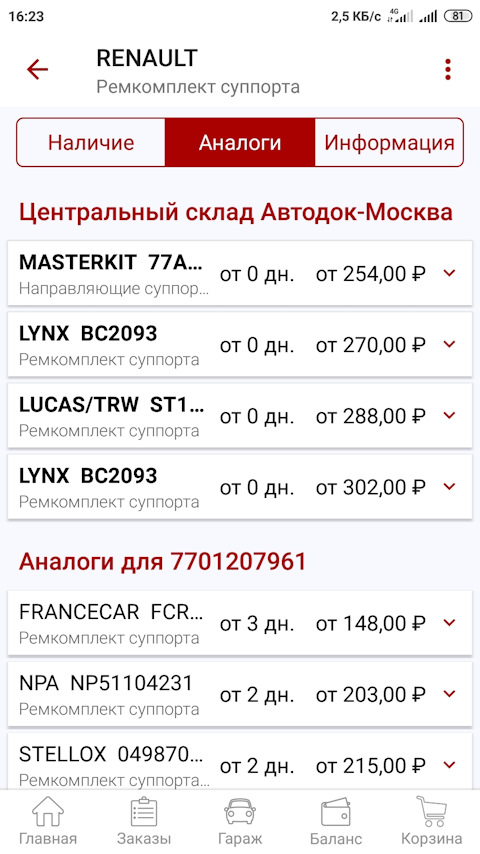 7701207961 Ремкомплект тормоза RENAULT | Запчасти на DRIVE2