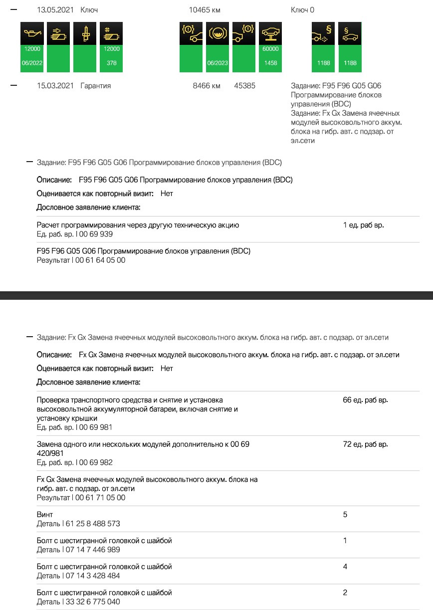 Замена батареи по отзывной, Ошибки 213b02 и 030E0F BMW x5 45 g05 — BMW ...