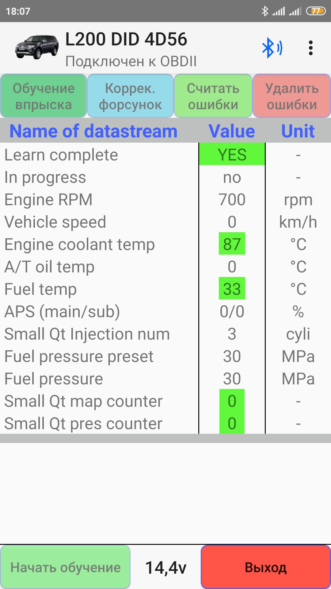 Клапан ТНВД инициализация — Mitsubishi L200 (4G), 2,5 л, 2006 года ...