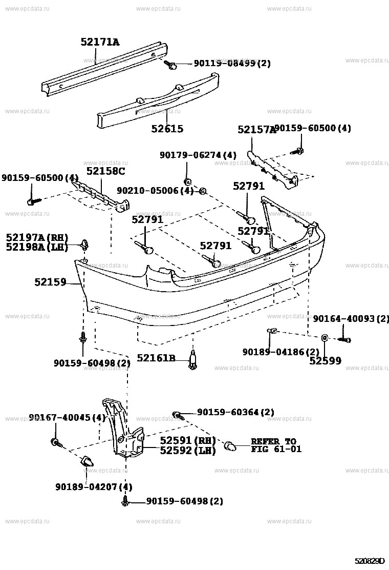 #2067. — 52-02 — Rear bumper & bumper stay — Задний бампер. — DRIVE2
