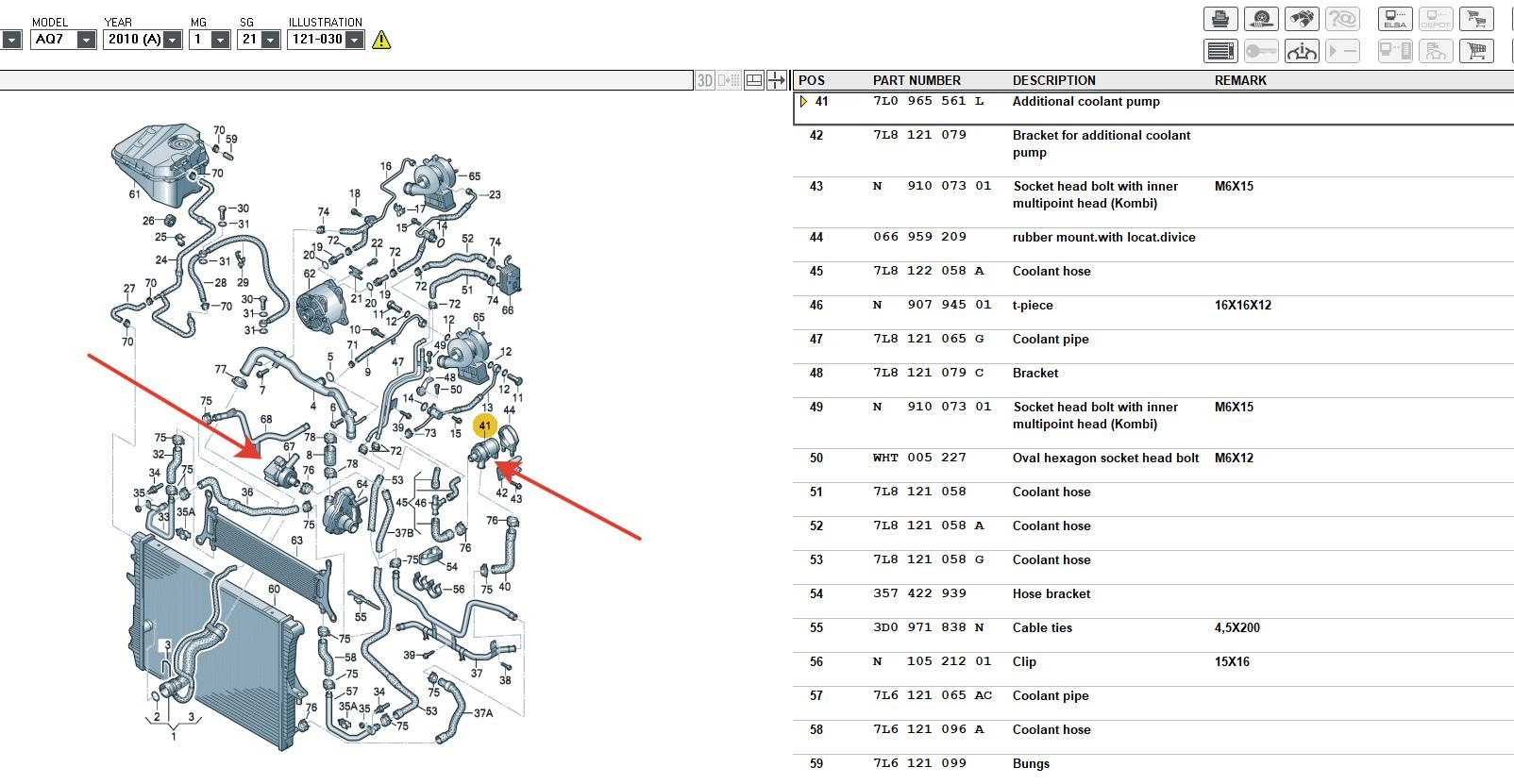 4875 — Coolant Pump 2. P261A 00 [104] — Open circuit — Audi Q7 (1G), 4 ...