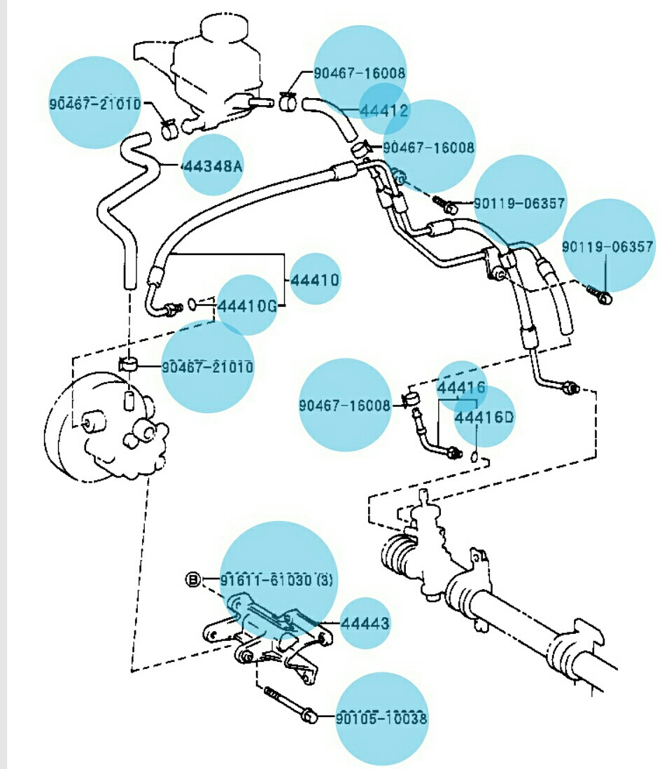 Шланг высокого давления — Toyota Sprinter Carib (AE110G), 1,6 л, 1997 ...