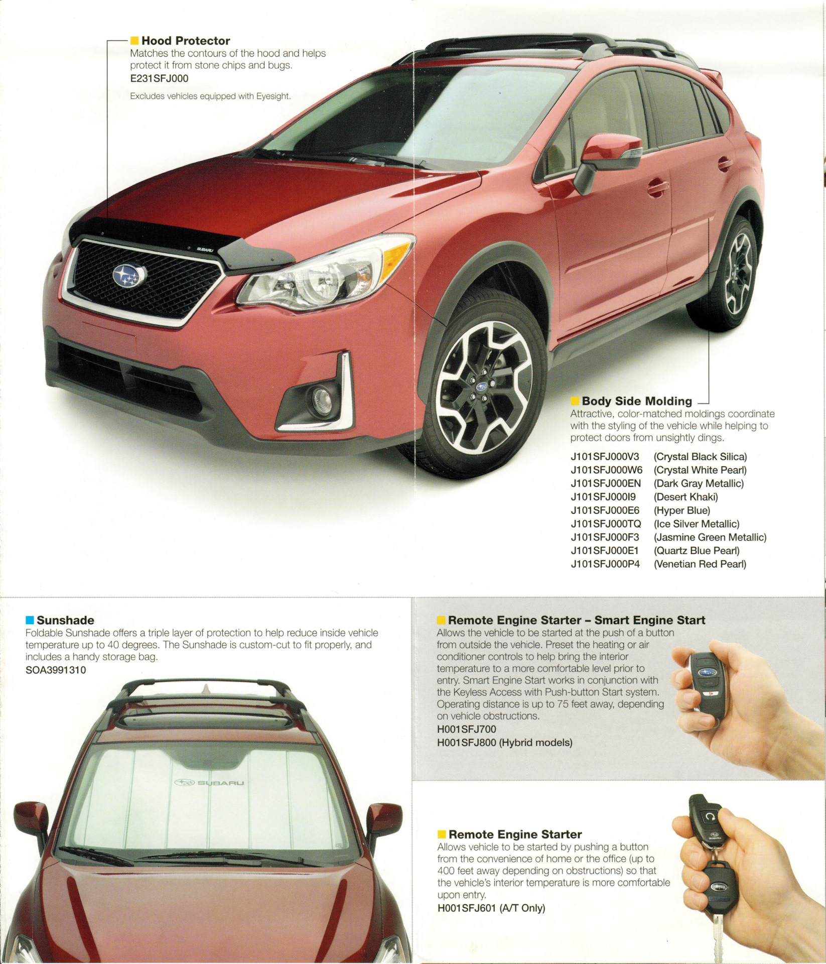 Буклет доп.опций Subaru Crosstrek/XV — Subaru XV (1G), 2 л, 2016 года ...