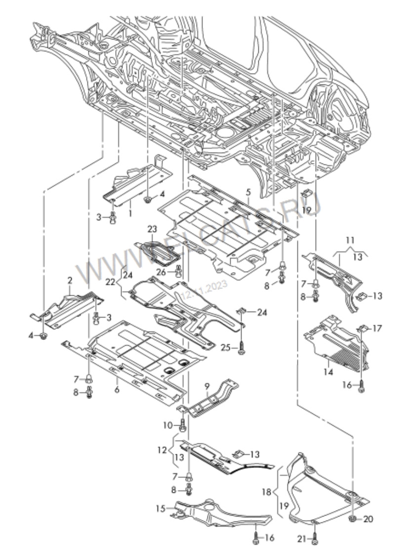 Замена защиты днища ч.1 «левая» — Audi Q5 (1G), 2 л, 2010 года | другое ...