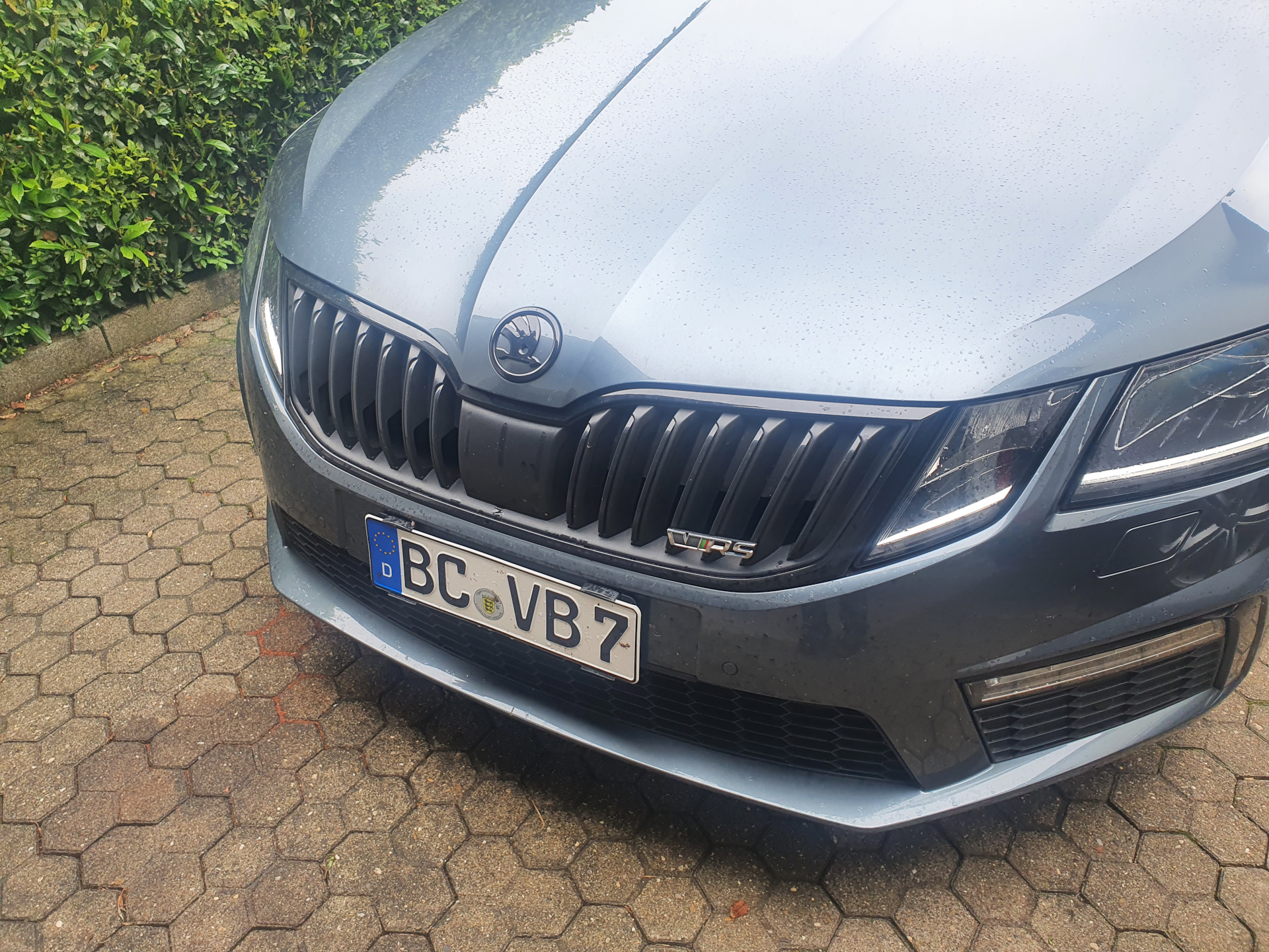 Чёрная глянцевая решётка и газовые опоры — Skoda Octavia Rs A7 Mk3 2 л