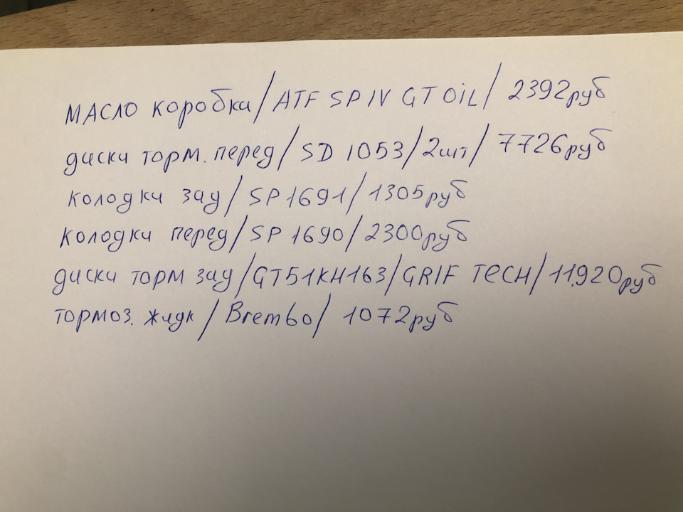 Замена тормозов и масла в коробке(170500) — KIA Sorento (3G), 2,2 л ...