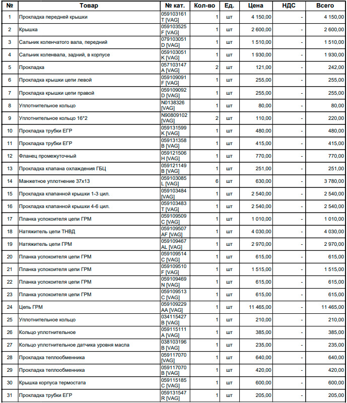 059103484 Прокладка, крышка головки цилиндра VAG | Запчасти на DRIVE2
