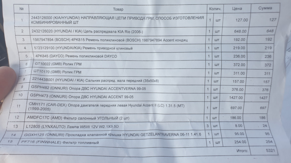 Поменял цепь и грм — Hyundai Accent (2G), 1,5 л, 2006 года | запчасти ...