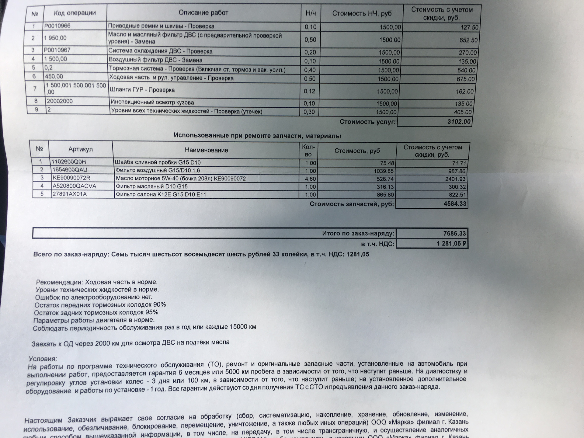 ТО-1 — Nissan Almera V (G11/15), 1,6 л, 2018 года | плановое ТО | DRIVE2