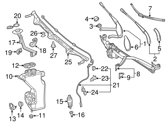 A2058600192 Шланг омывателя стекла с форсунками Mercedes | Запчасти на ...