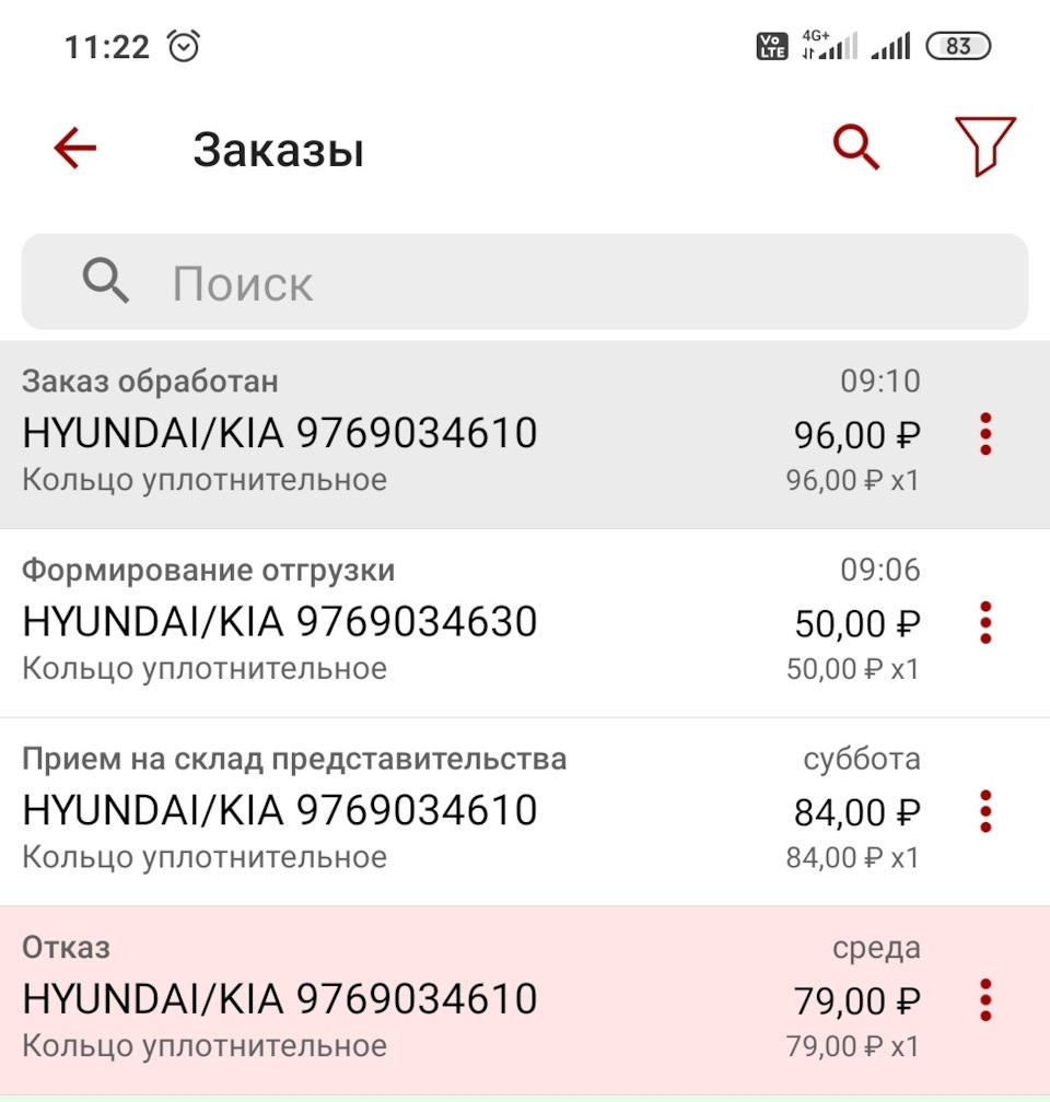 9769034610 Уплотнительное кольцо системы охлаждения KIA HYUNDAI ...