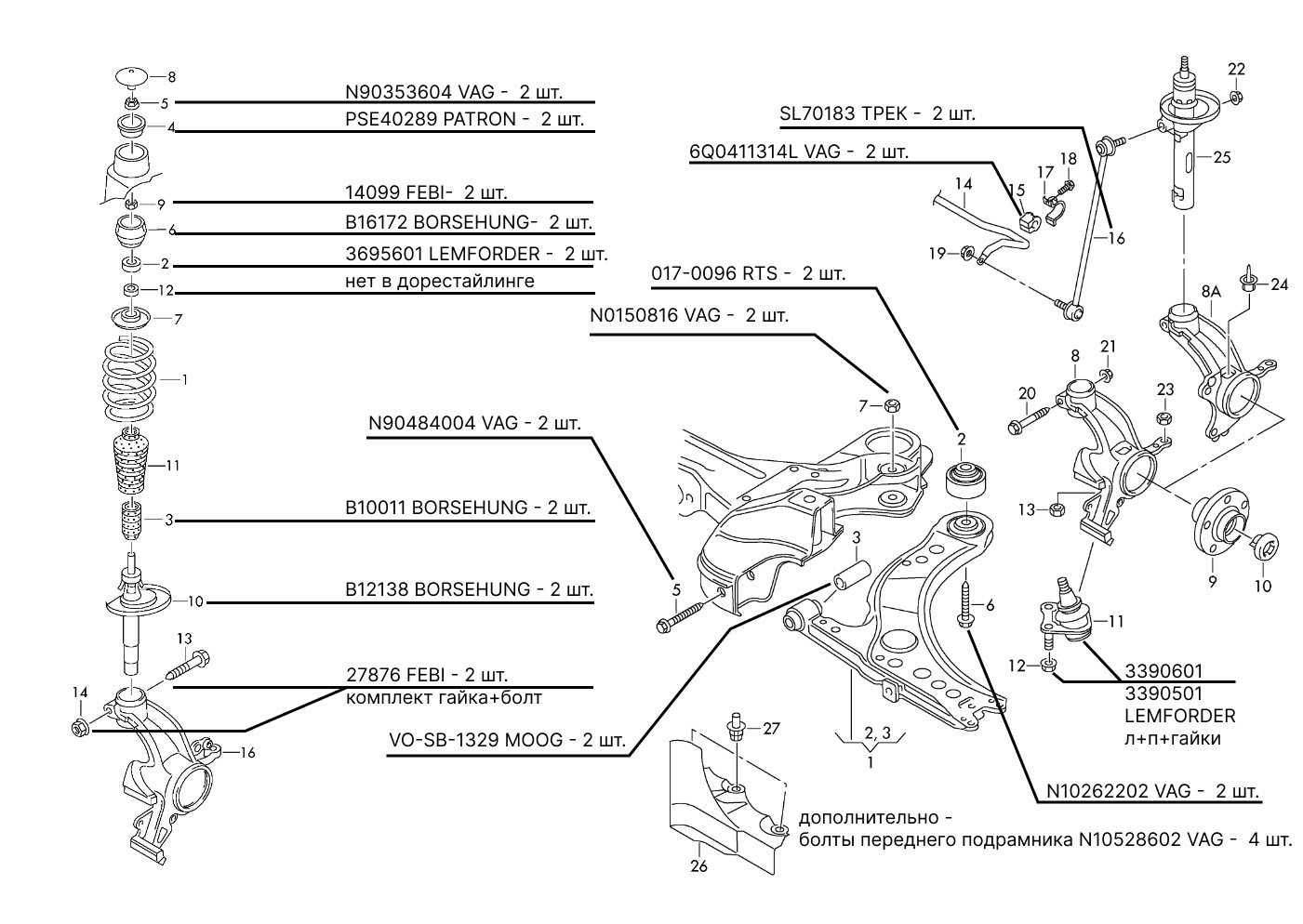 Амортизаторы Borsehung и не только. Большое ТО передней подвески ...